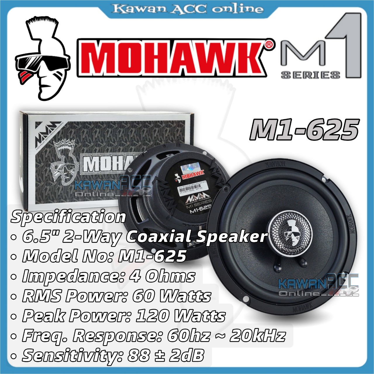 MOHAWK 6.5" 2way Coaxial Speaker PRO/MS/M1 Series M1-625 FOR Proton,Perodua,Honda,Toyota ...