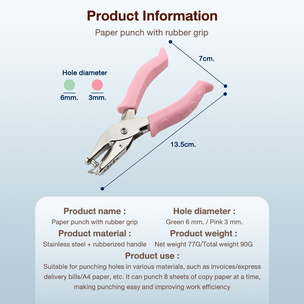 One Hole Puncher 3mm / 6mm Metal single Hole Punching handheld punch ...