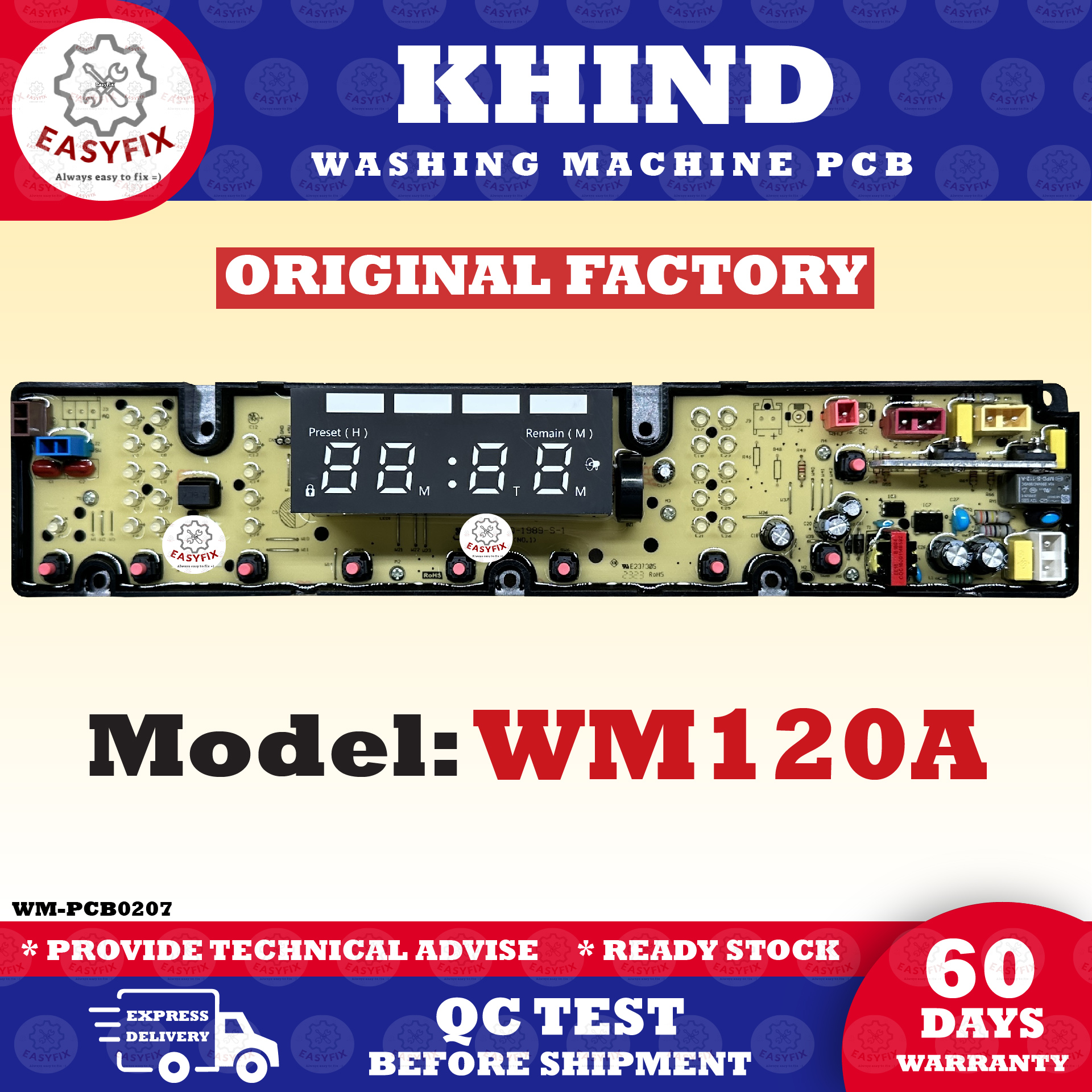 (ORIGINAL FACTORY) WM120A KHIND WASHING MACHINE PCB BOARD (CONTROL ...