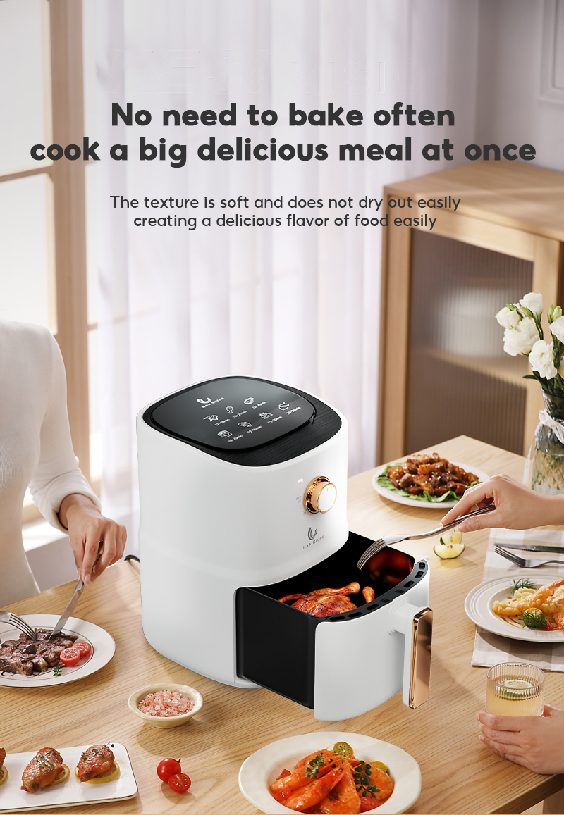 HAN RIVER Air Fryer 3.5L 800W Low Watt Non-Stick Coating 360°Hot Air ...