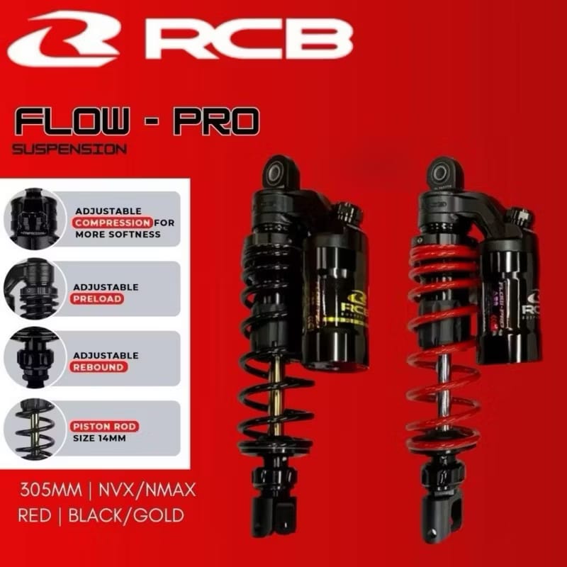 RCB ABSOBER YAMAHA NVX V1/V2 NMAX 275MM 305MM FLOW PRO SERIES ABSOBER ...