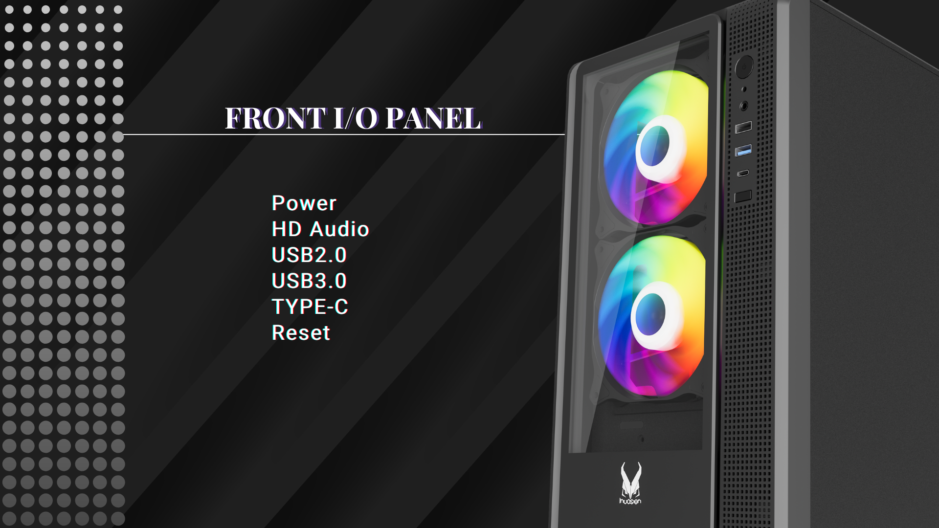 Invasion C-1000 Compact M-ATX Gaming Case - Black/White (AURORA FAN ...