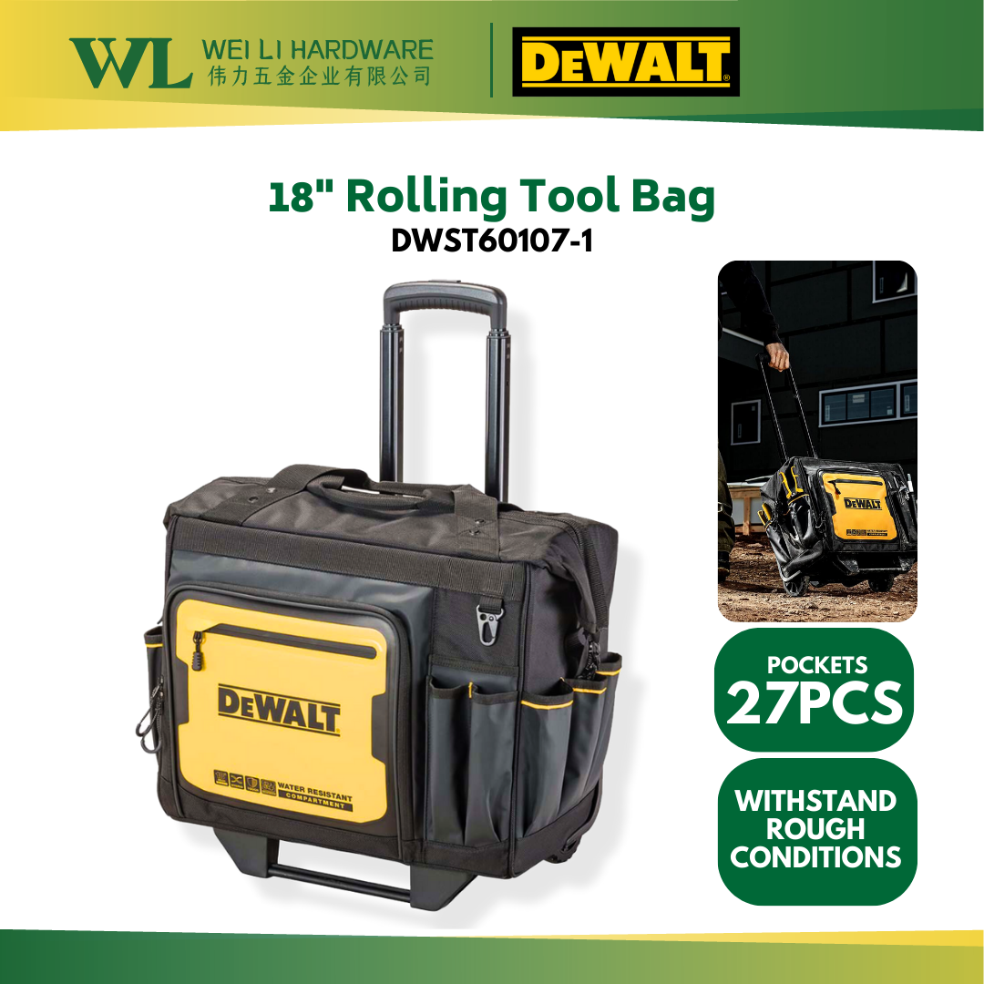 DEWALT DWST60107-1 18" PRO Rolling Tool Bag Heavy Duty / Dewalt Trolley Tools Bag | Shopee Malaysia