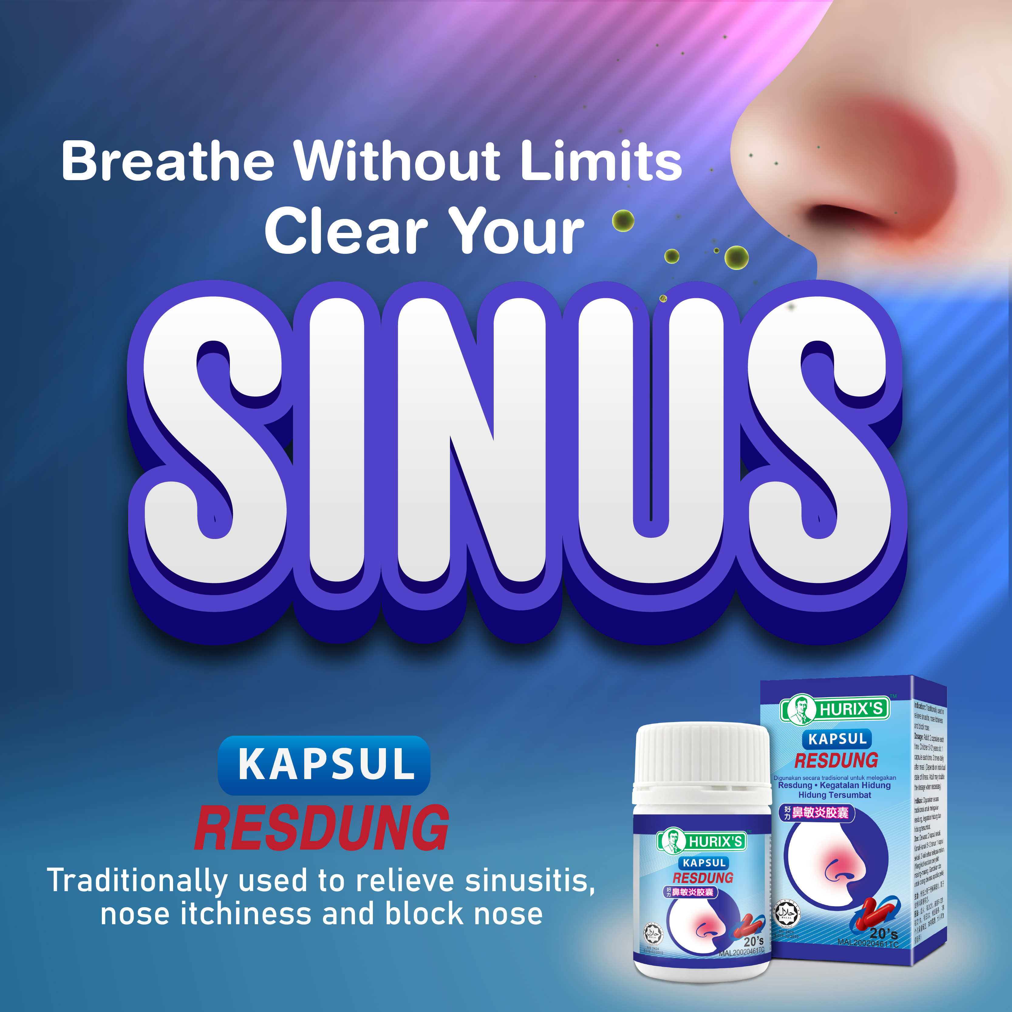 HURIX'S Kapsul Resdung - Melegakan Resdung - Sinus - Kegatalan Gidung ...