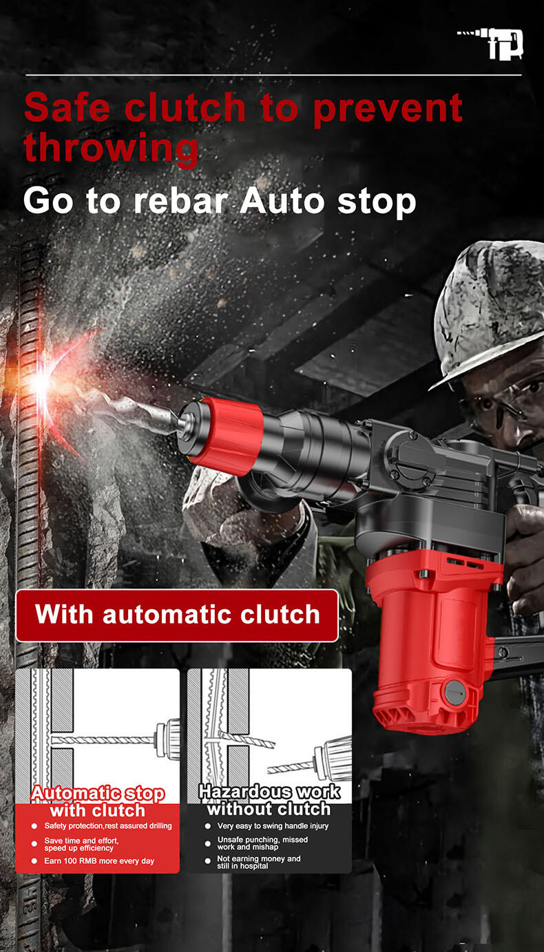 2200W Rotary Hammer Drill Demolition Hammer Heavy Duty Concrete Breaker ...