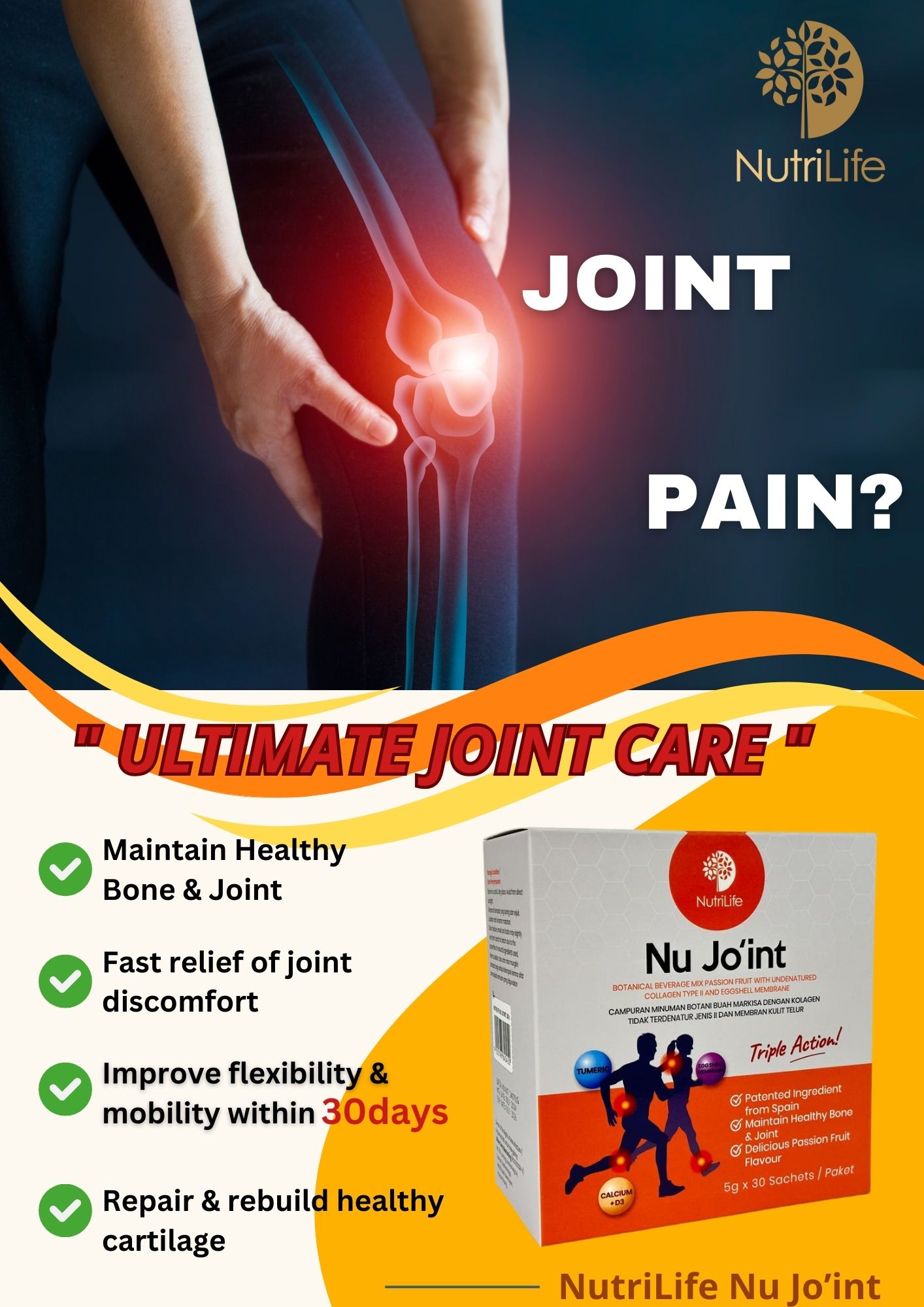 【NutriLife】Nujoint Powder 5g x30's |Joint Care Supplement(1box) | Shopee Malaysia