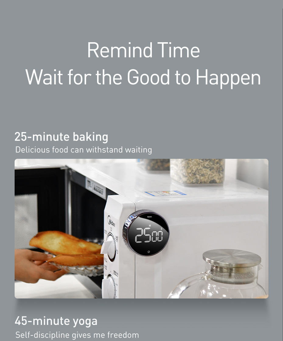 Baseus LED Digital Magnetic Kitchen Rotation Countdown Timer Countdown ...