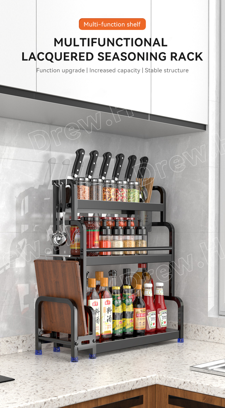 Kitchen Spice Rack Kitchen Rak Dapur Rak Rempah Stainless Steel ...