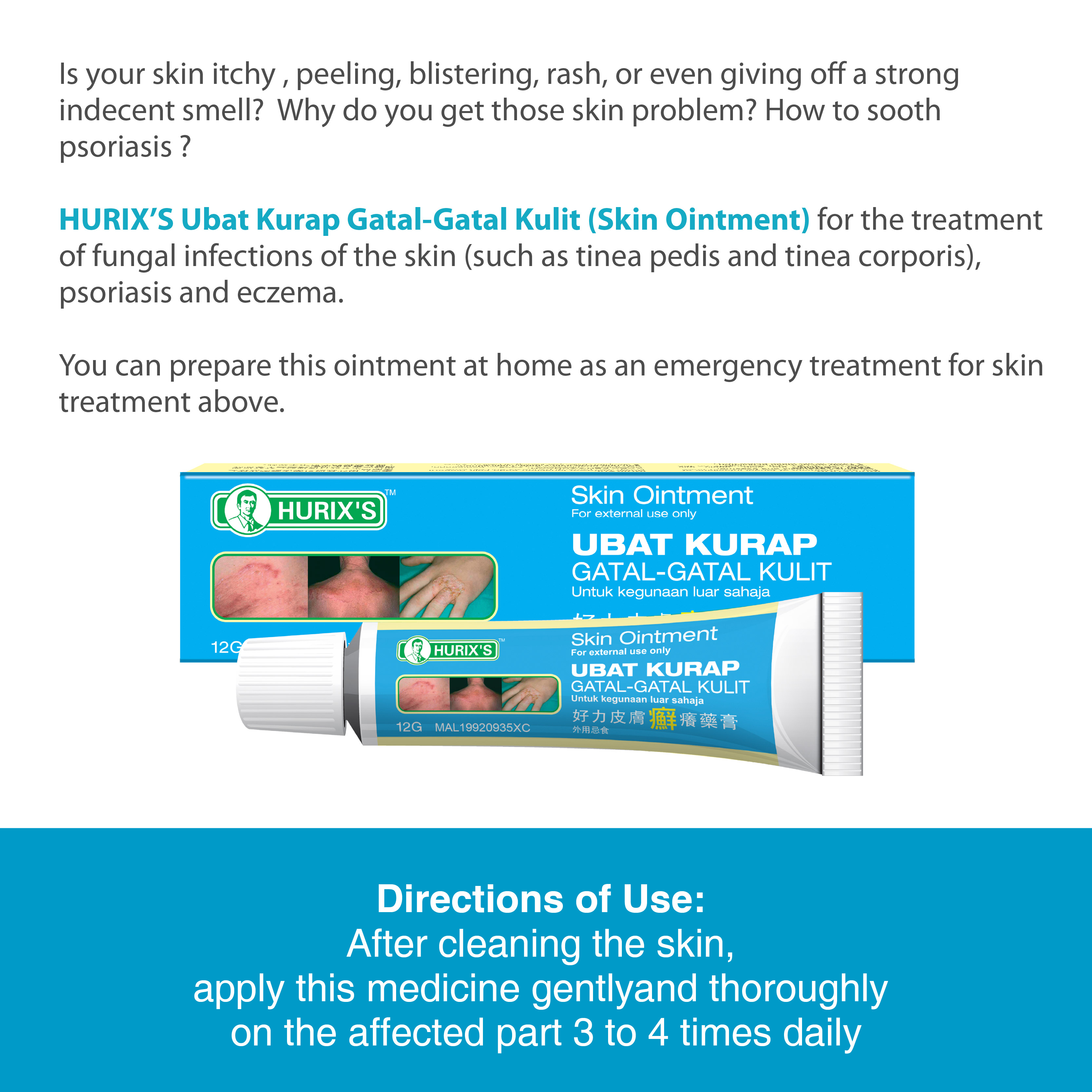 HURIX'S Ubat Kurap Gatal-Gatal Kulit (Skin Ointment) 12gm | Shopee Malaysia