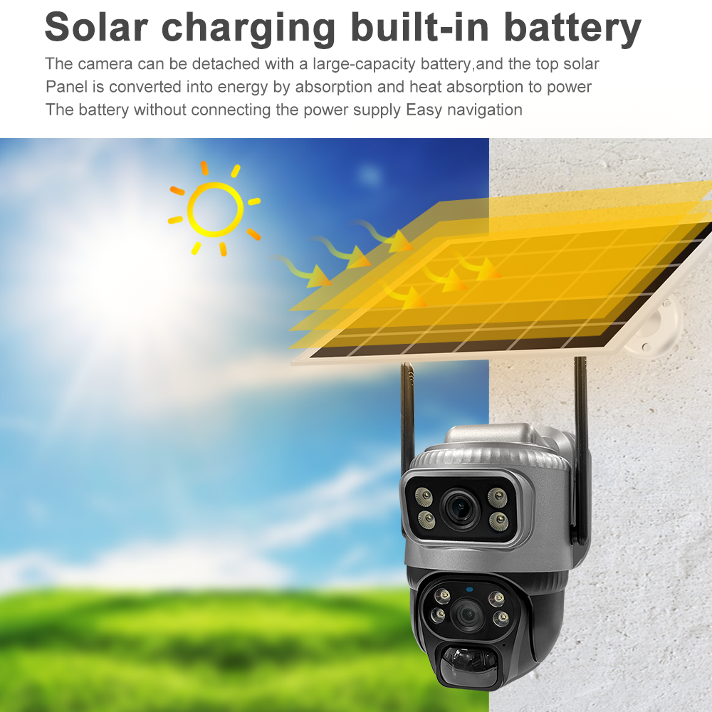 V380 Pro Solar outdoor camera VCS20 Wireless Dual lens Wifi waterproof ...