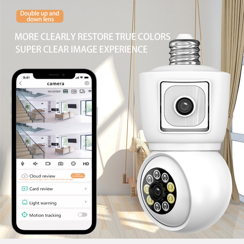 ICSEE CCTV Dual lens Light bulb R3 Full-color Night Vision Two Way Talk ...