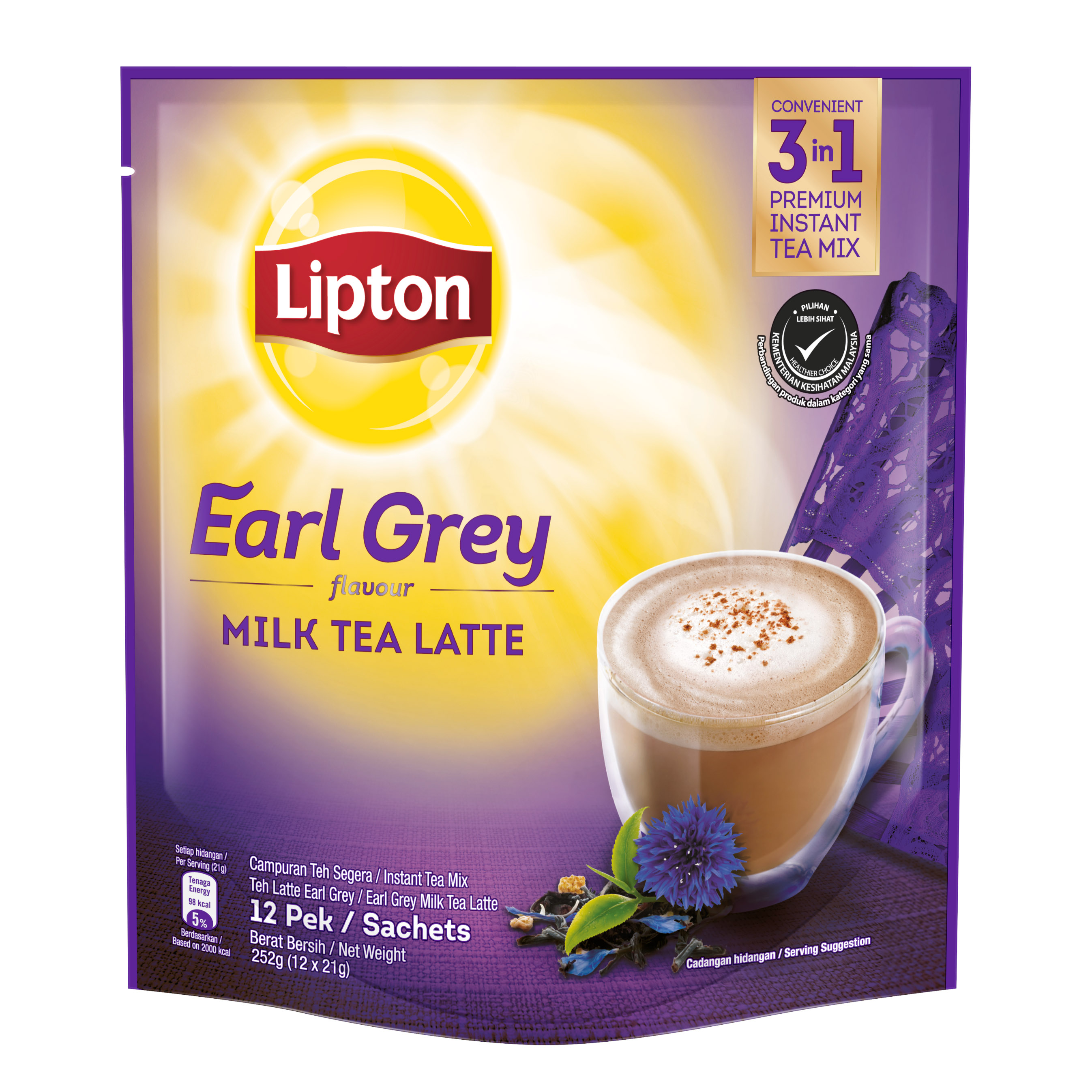 Lipton 3 in 1 Early Grey Milk Tea Latte Soft Pack 12 x 21g | Shopee ...