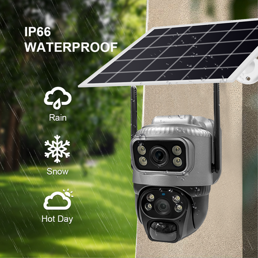V380 PRO Three Screen Wifi CCTV Solar Outdoor IP66 Waterproof Camera 4G ...