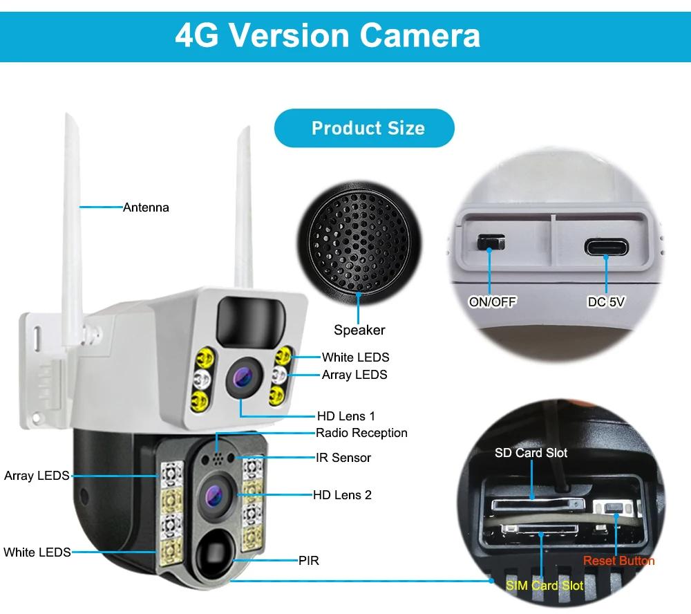 V380 Pro Solar outdoor camera wireless dual lens 4G waterproof wifi 360 ...