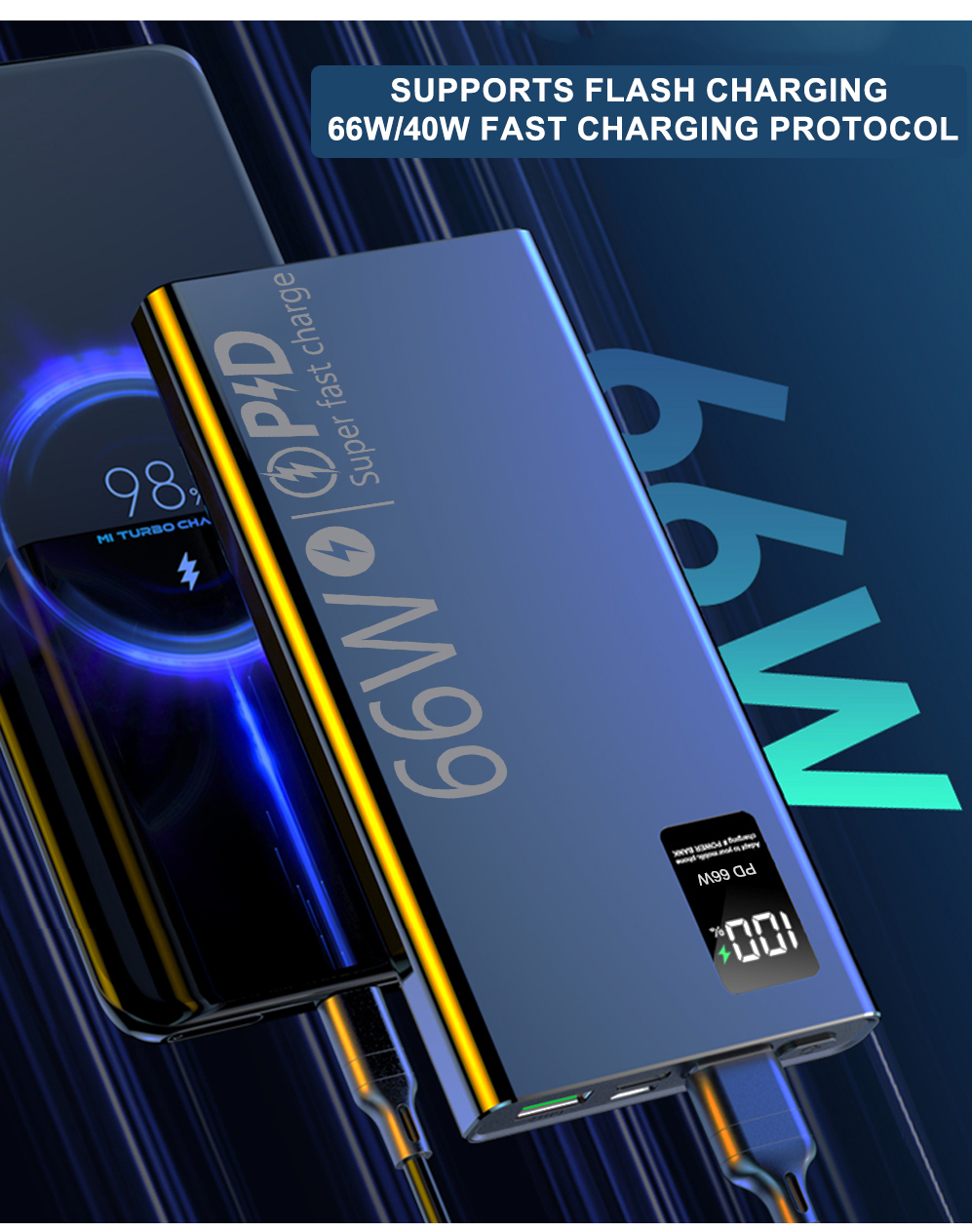 V380 PRO Power Bank PD Fast Charging All USB Output Ports Digital Display For Phone (12000mAh ...