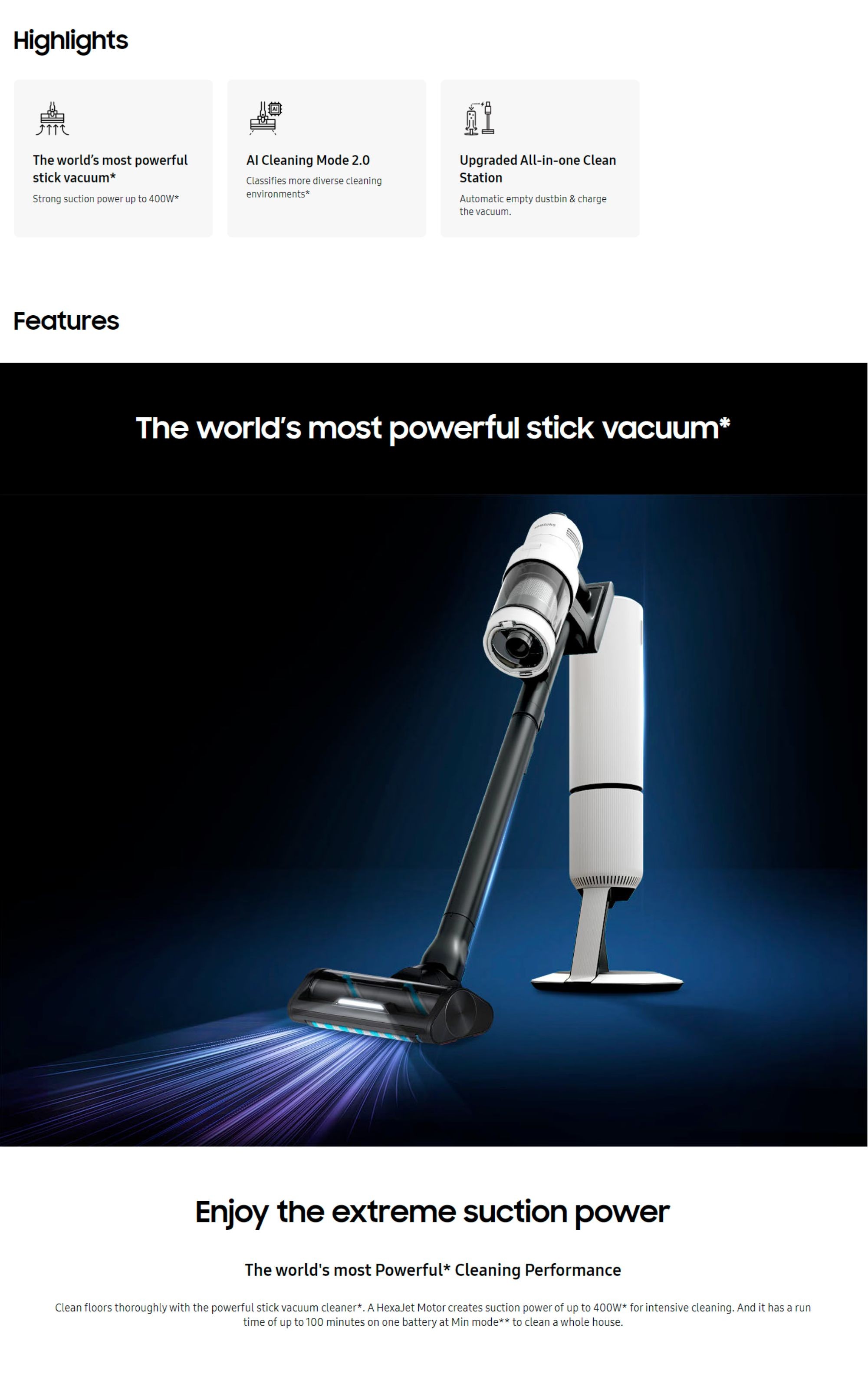 Samsung 400W Bespoke AI Jet™ Ultra - AI Cleaning Satin Greige ...