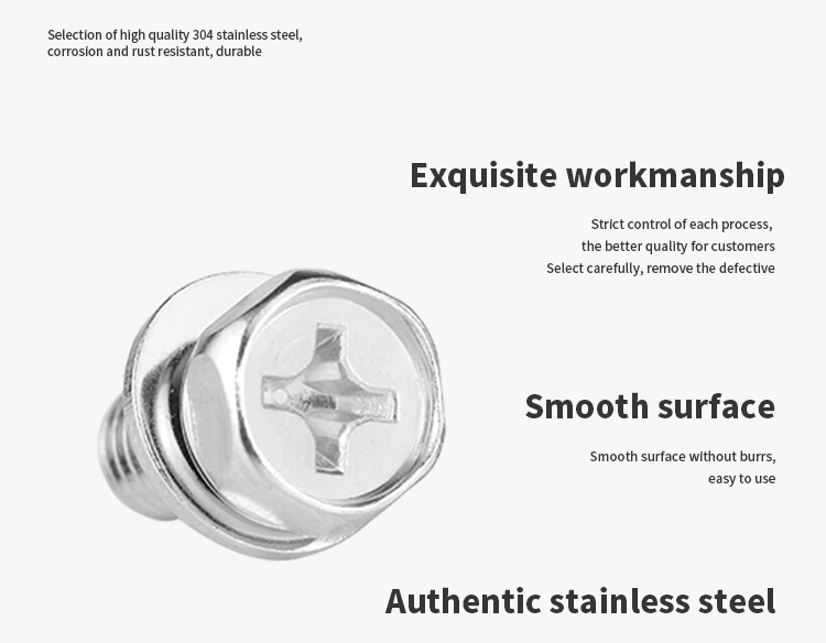 304Stainless Steel M4 M5 M6 M8 Cross Recessed Phillips Hex Head Sems ...
