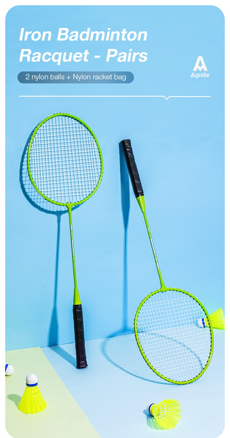Agnite 2U Badminton Iron Racket Set 110g 18lbs For Beginner Training ...