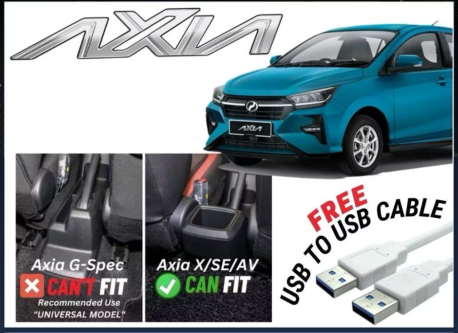 Perodua Axia 2023-Present Armrest Double Layer Adjustable With 7 USB ...