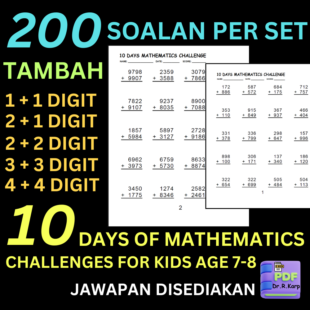 [PDF] 10 Days of Mathematics Challenges for Kids Age 7-8 Printable ...