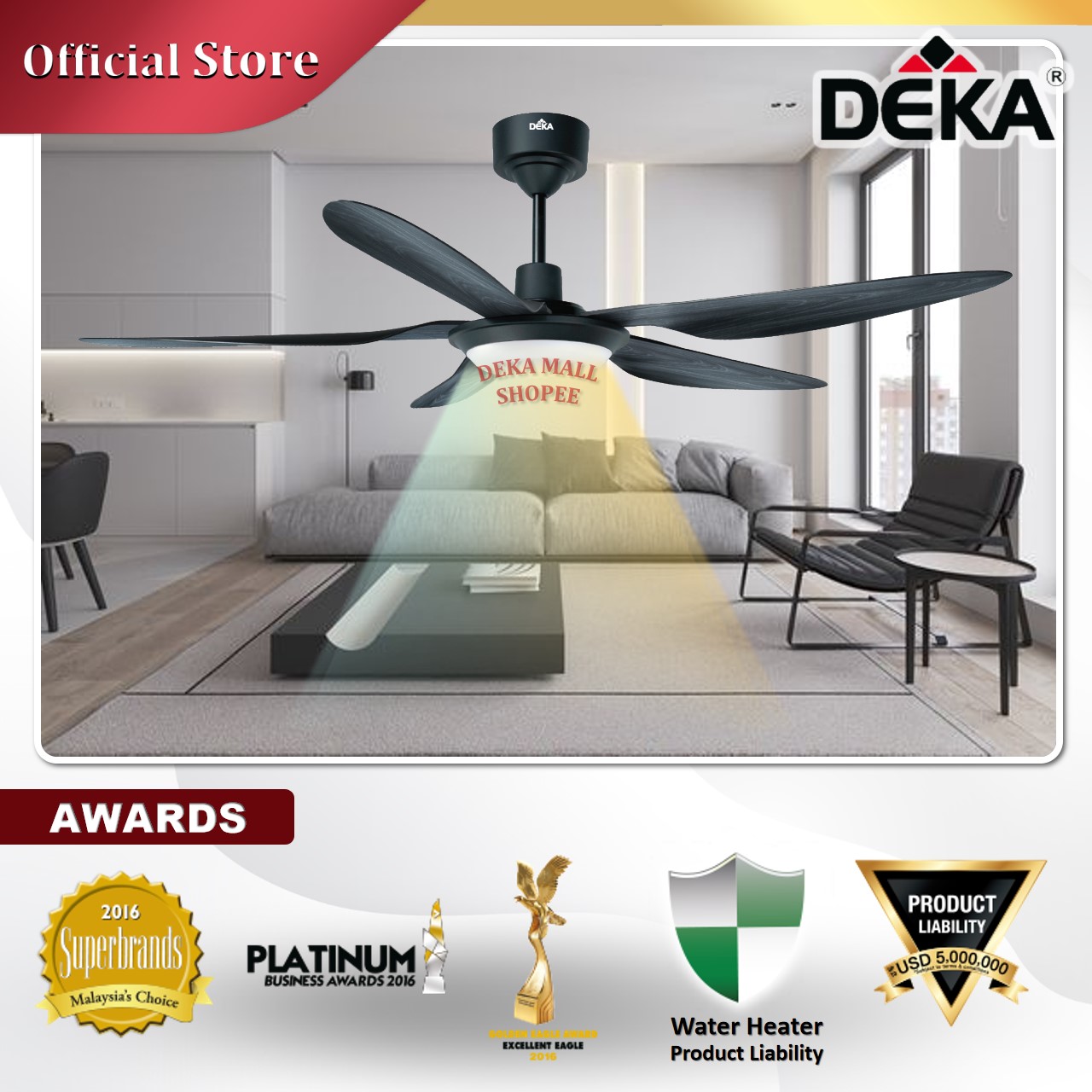 DEKA F5DC PRO 56" Series 5 Blades DC Motor 20 Speed + Reverse with ...