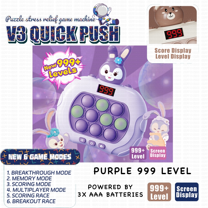 [LED SCREEN] Pop It Toy With Level/Score Display Speed Push Fidget ...