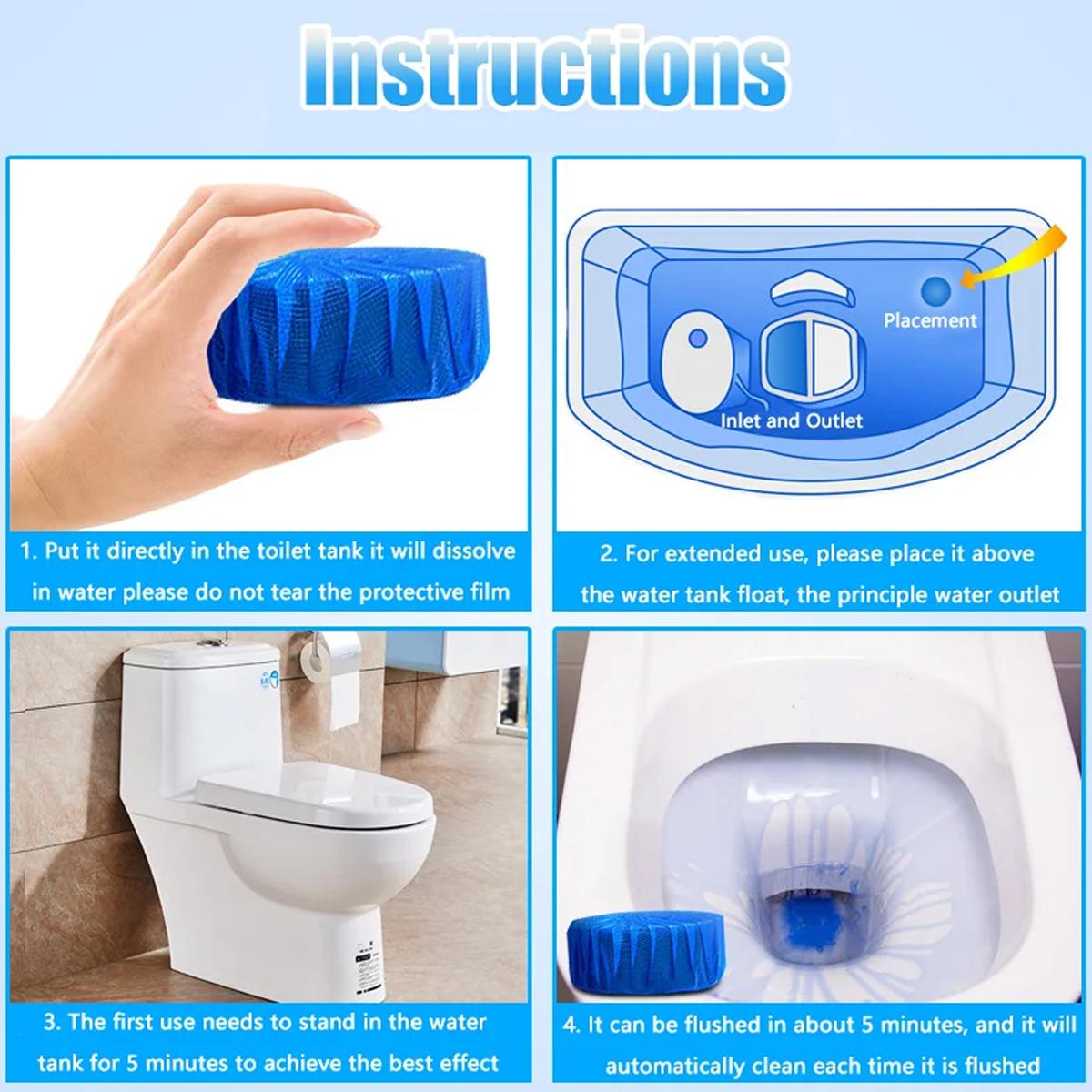 50PCS Magic Auto Toilet Bowl Cleaner Blue Bubble Flush Bathroom Clean ...