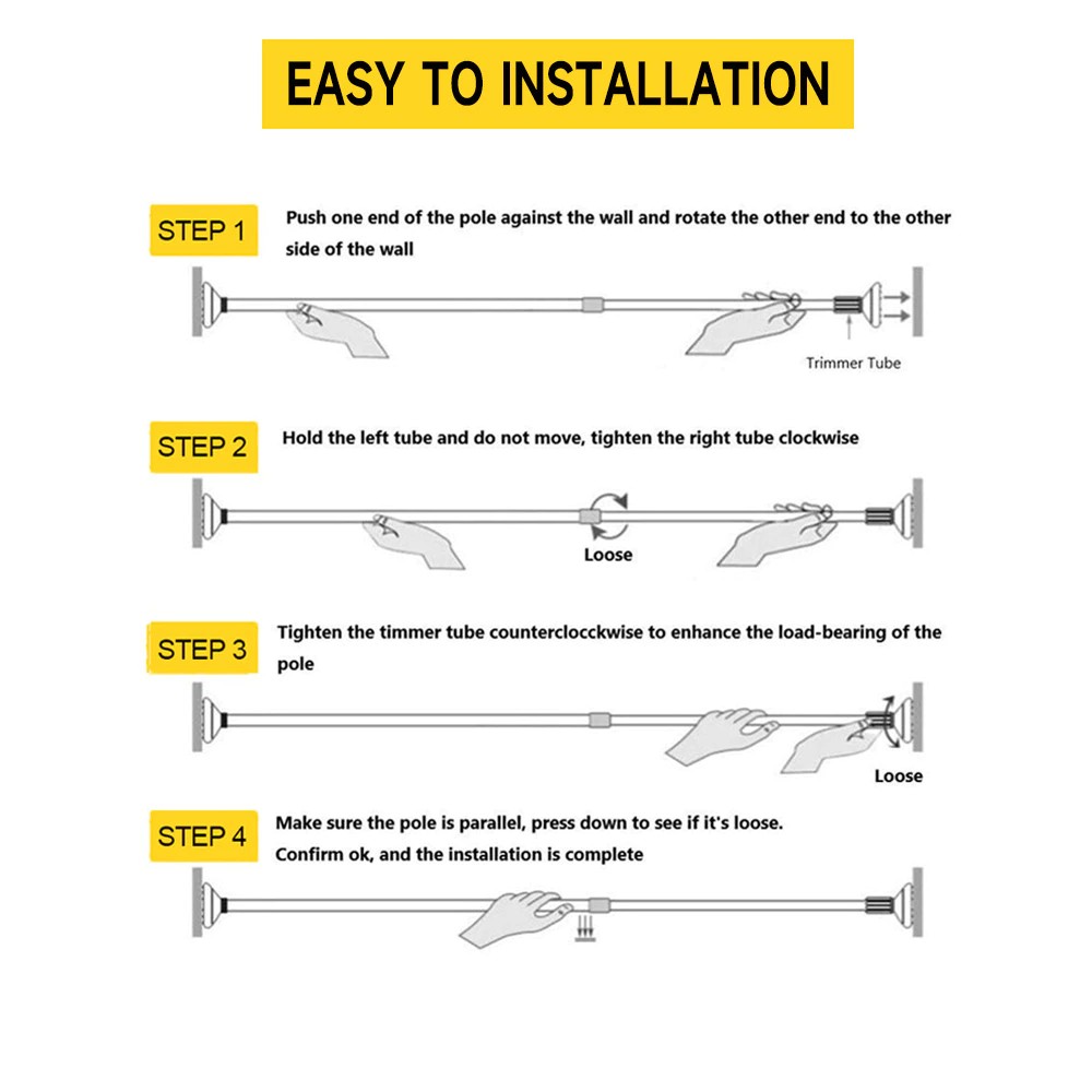 Telescopic Rod Tension Rod Adjustable Stainless Steel Punch Free for ...