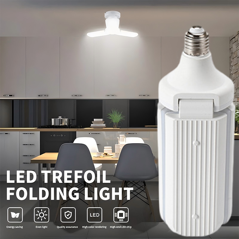 Three Leaf LED Light Foldable Deformable Garage Ceiling Light Bulb Top ...