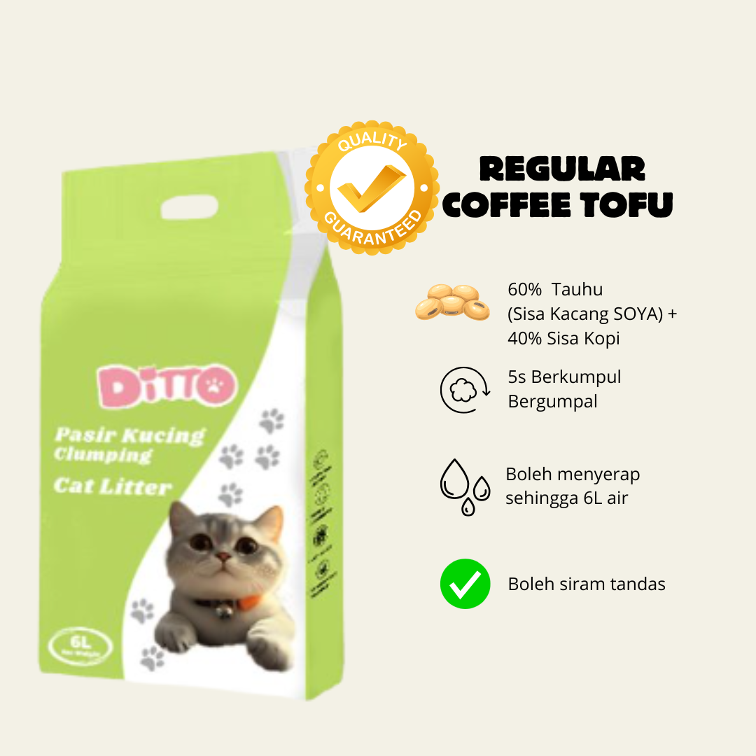 DITTO 6L/2KG Premium Mixed Super Clumping Tofu Cat Litter Cat Sand Pasir Kucing flush Toilet ...