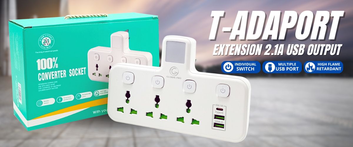 T-ADAPORT UNIVERSAL SOCKET TYPE C USB 2.1A With Daylight Night Lamp ...