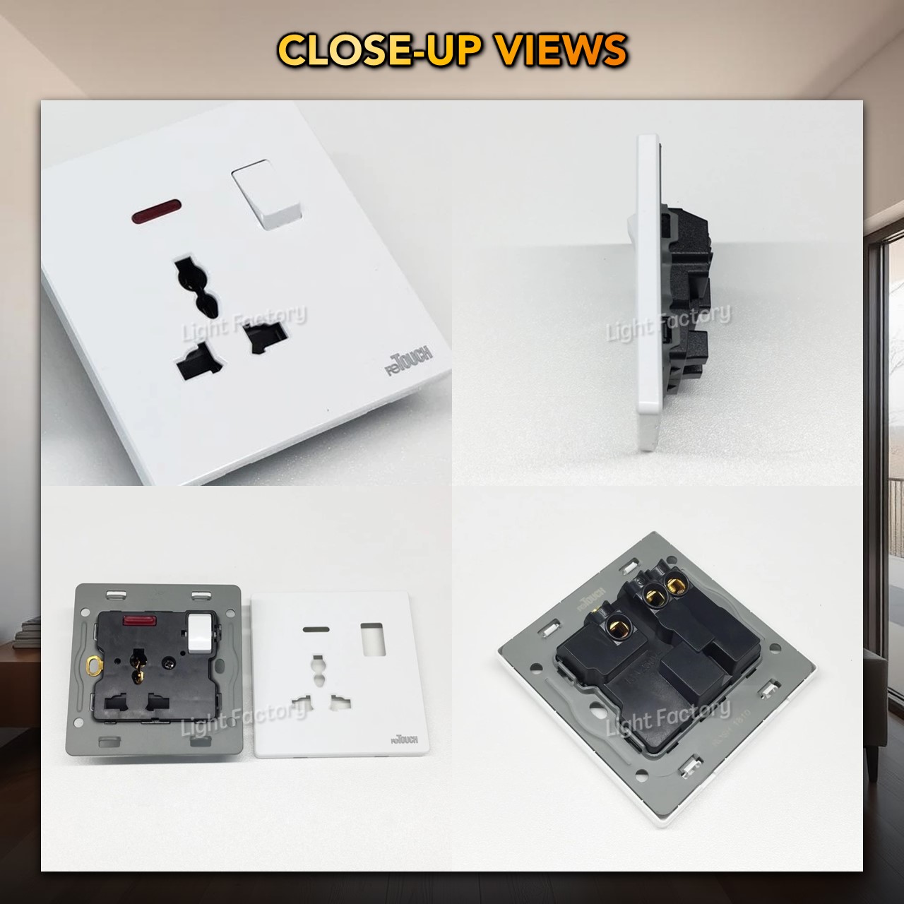 [WHITE] reTouch Ultra Rimless Wall Switch 13A 15A 20A Socket Multiple ...