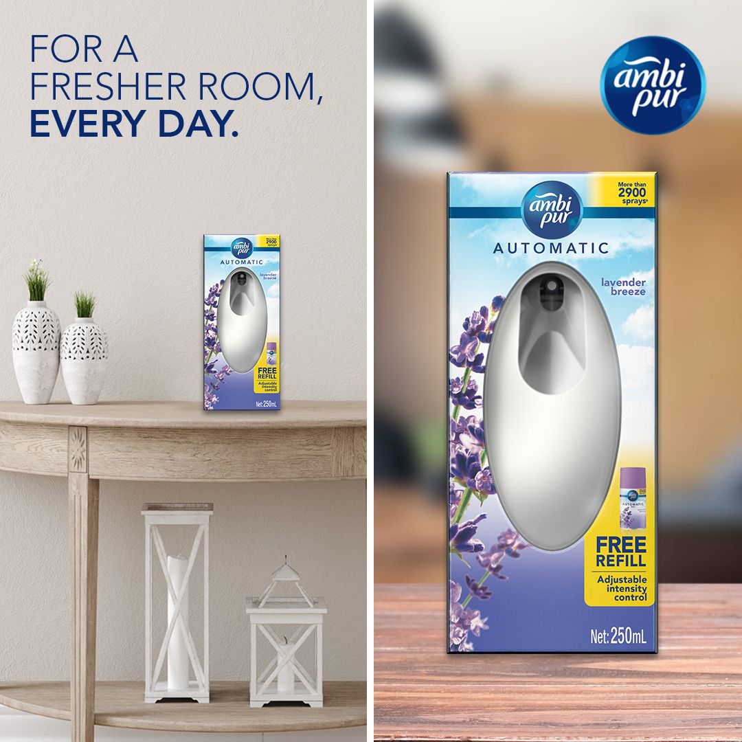 Ambi Pur Air Freshener Lavender Breeze InstantMatic Spray Starter Kit ...