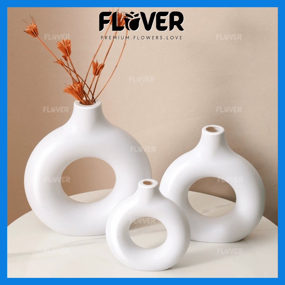[1Box] Premium Round Plastic Vase Nordic | Doughnut Series Vase | Pasu ...