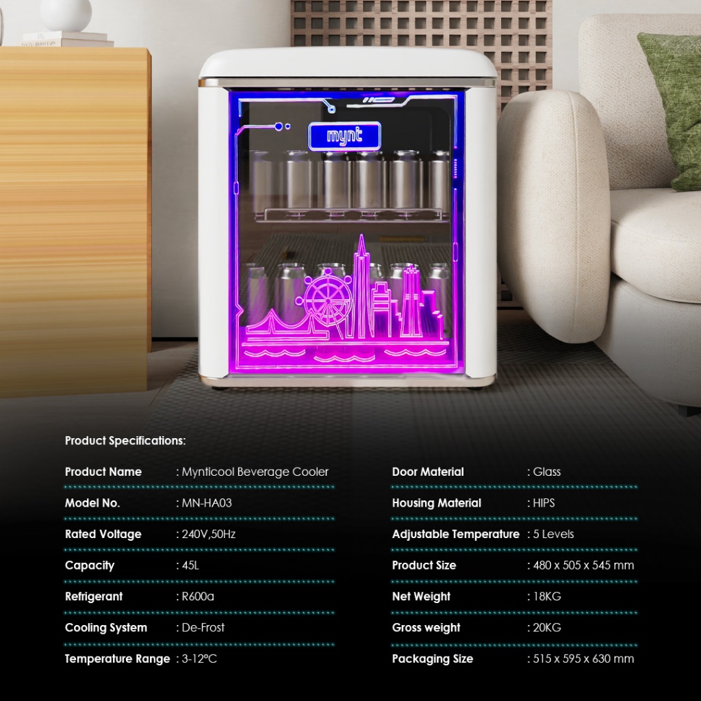 Mynticool Beverage Cooler 45L Mini Bar Chiller Fridge Mini Showcase ...