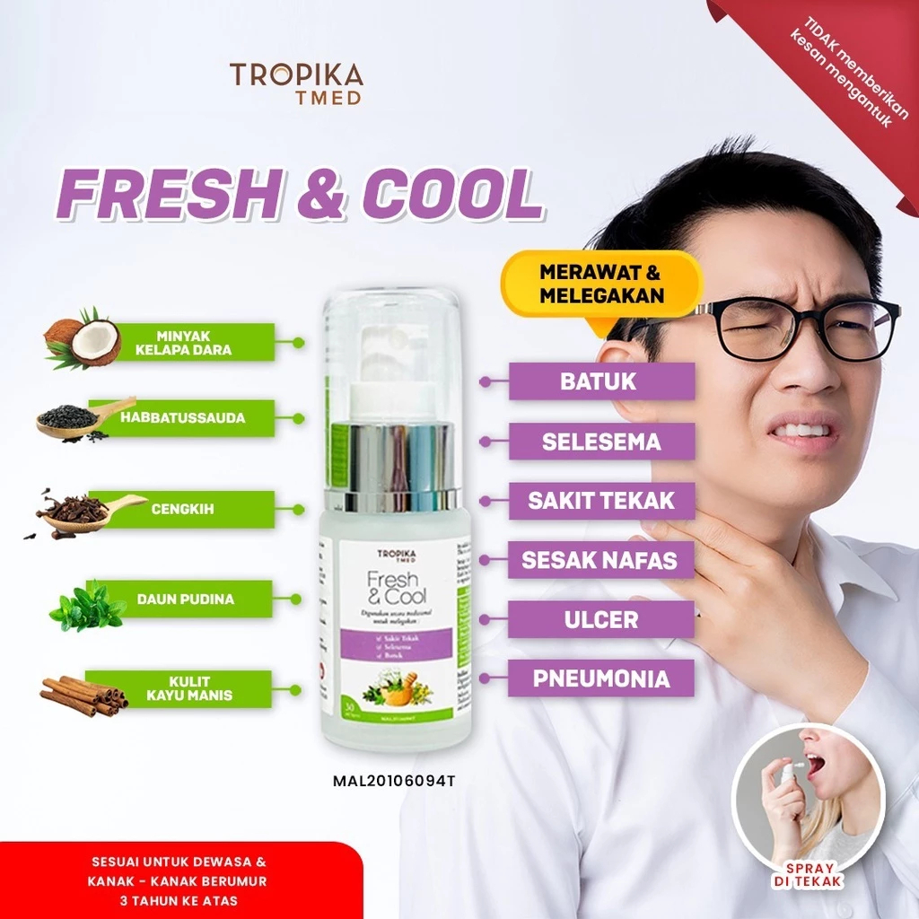 Tropika Fresh & Cool Ubat Batuk, Selsema, Sakit Tekak, Asma, Mencairkan ...