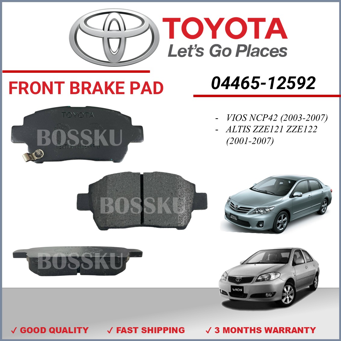 DEPAN FRONT BRAKE PAD -TOYOTA VIOS CALDINA CELICA COROLLA ALTIS PRIUS ...