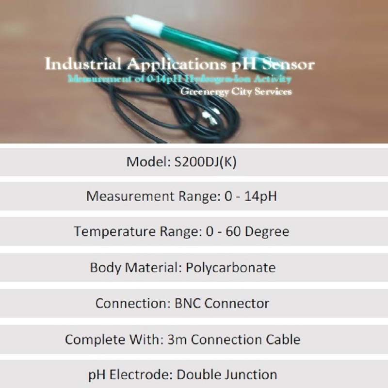 pH Sensor S200 Measurement 0-14pH Industrial Grade Polycarbonate ...