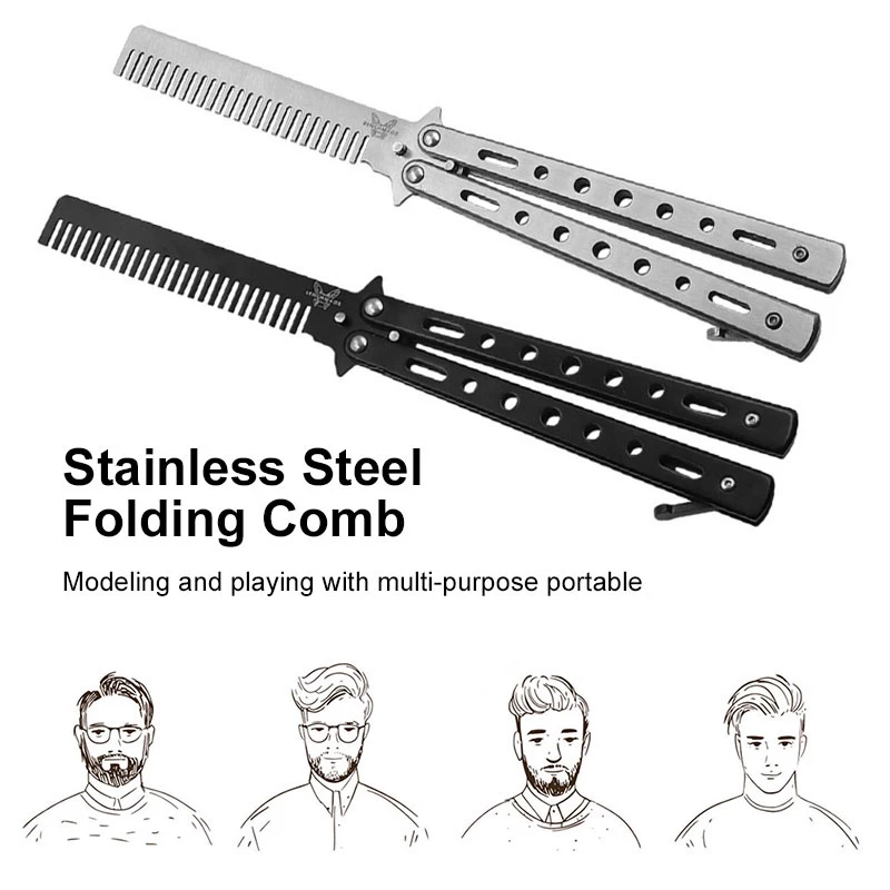 Butterfly Comb–Folding Stainless Steel Hair Styling Comb Safe, Practice ...
