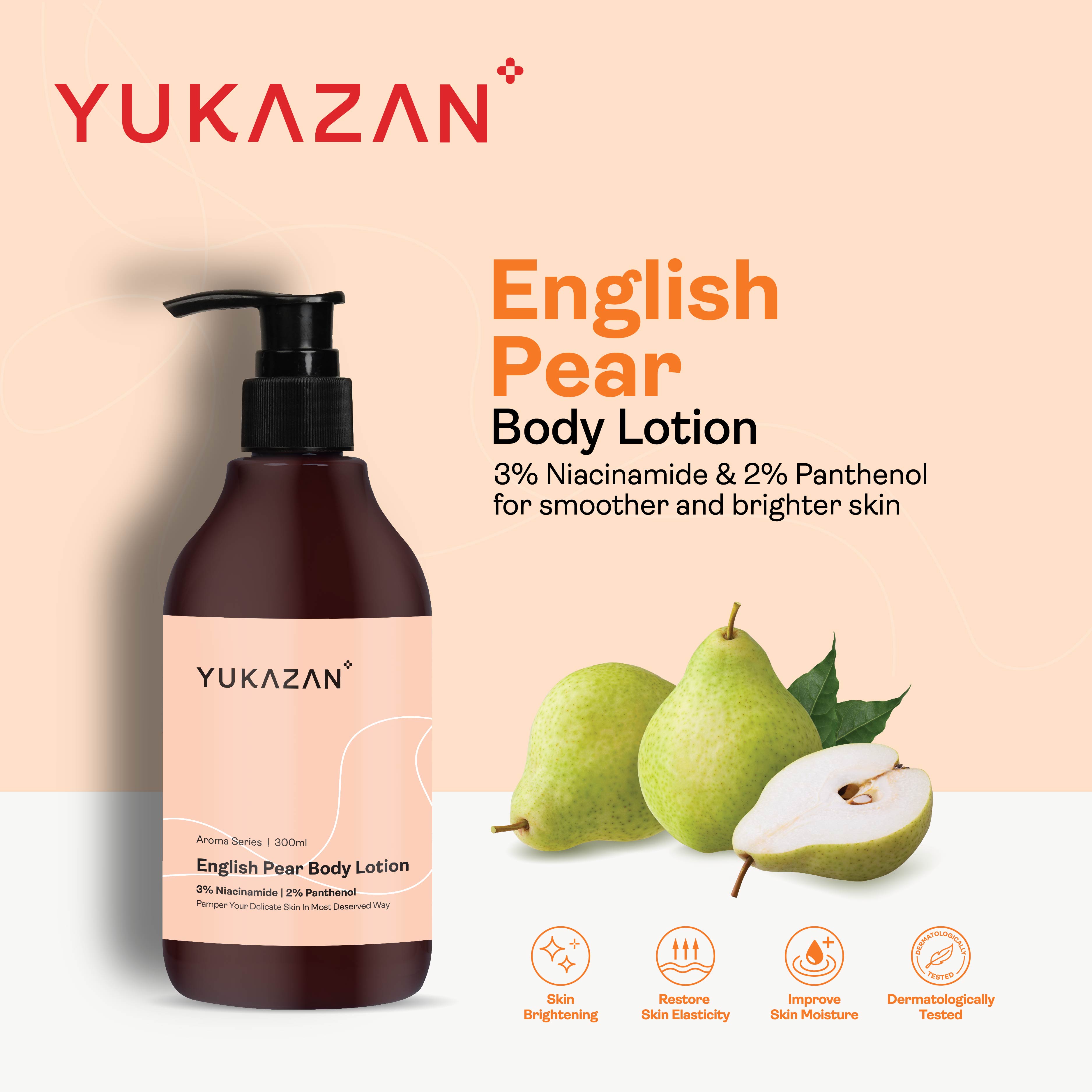 Yukazan English Pear Body Lotion 300ml - Daily Moisturizing Brightening ...