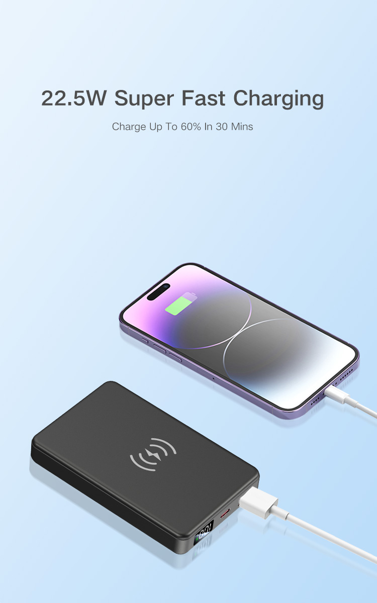 QBrand 10000mAh 22.5W Super Fast Charging Wireless Power Bank With ...