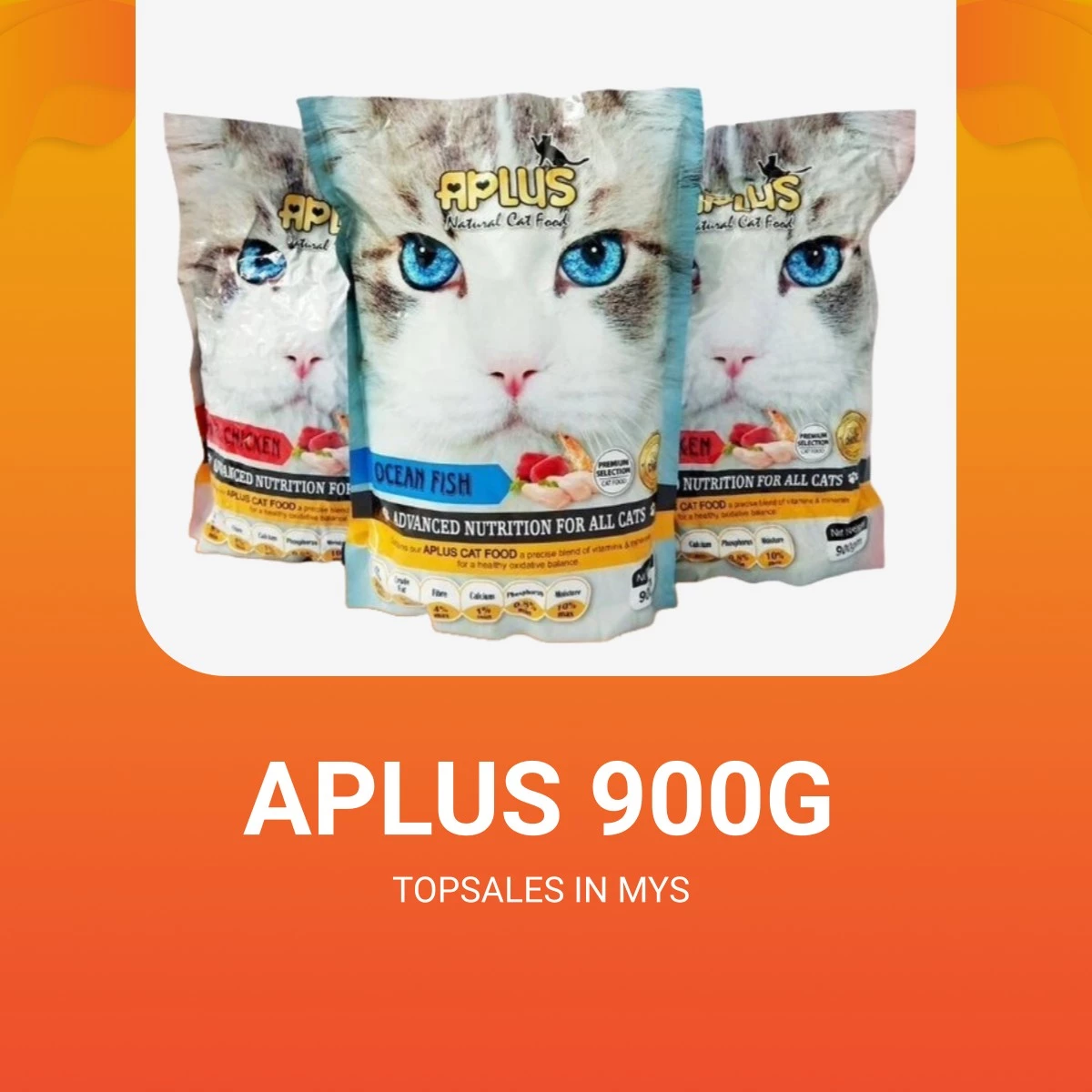 APLUS Dry Cat Food 900gm - [Fish & Chicken] [Ocean Fish] [Chicken ...
