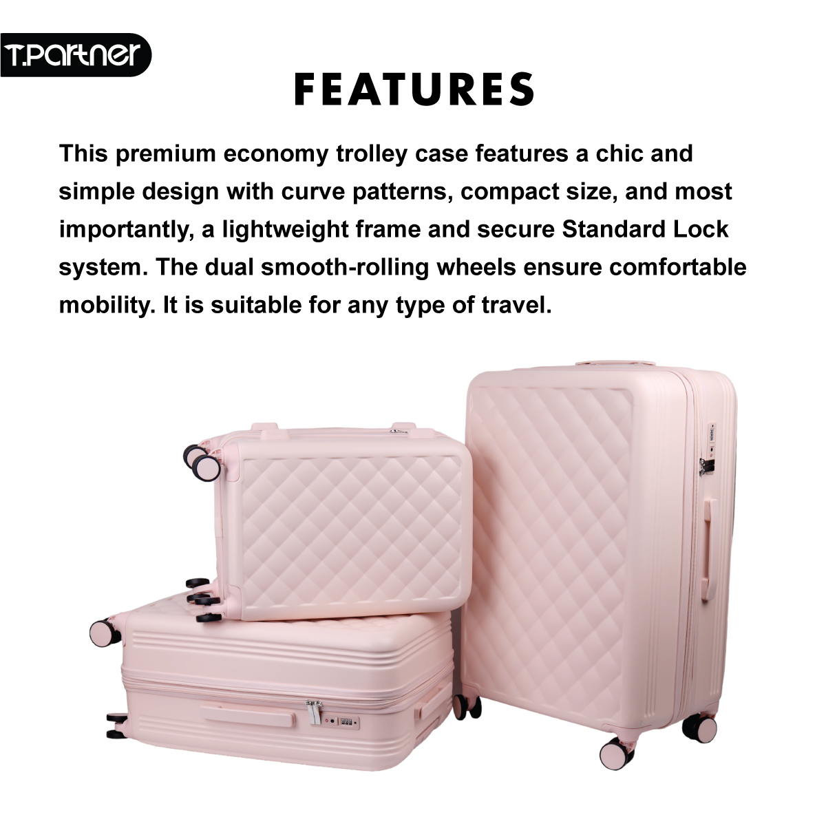 Tpartner [Boleh Kembang] Beg Bagasi Expandable Frame Zip Luggage Rose ...