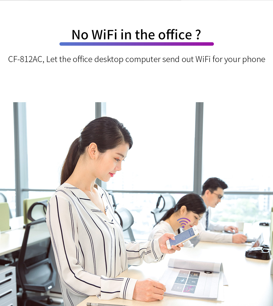 COMFAST CF-812AC V2 1300Mbps USB Wifi Adapter 2.4G+5GHz Dual Band ...