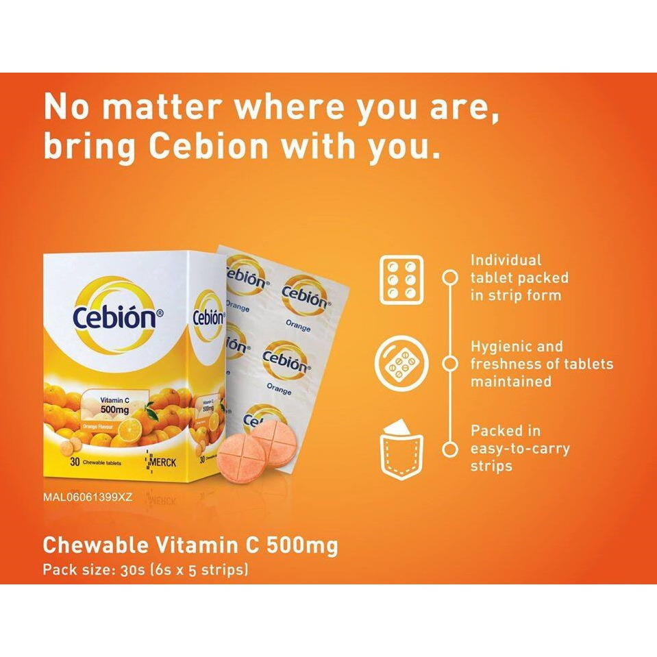 CEBION Chewable Vitamin C Tablet Orange 500mg 30's | Shopee Malaysia