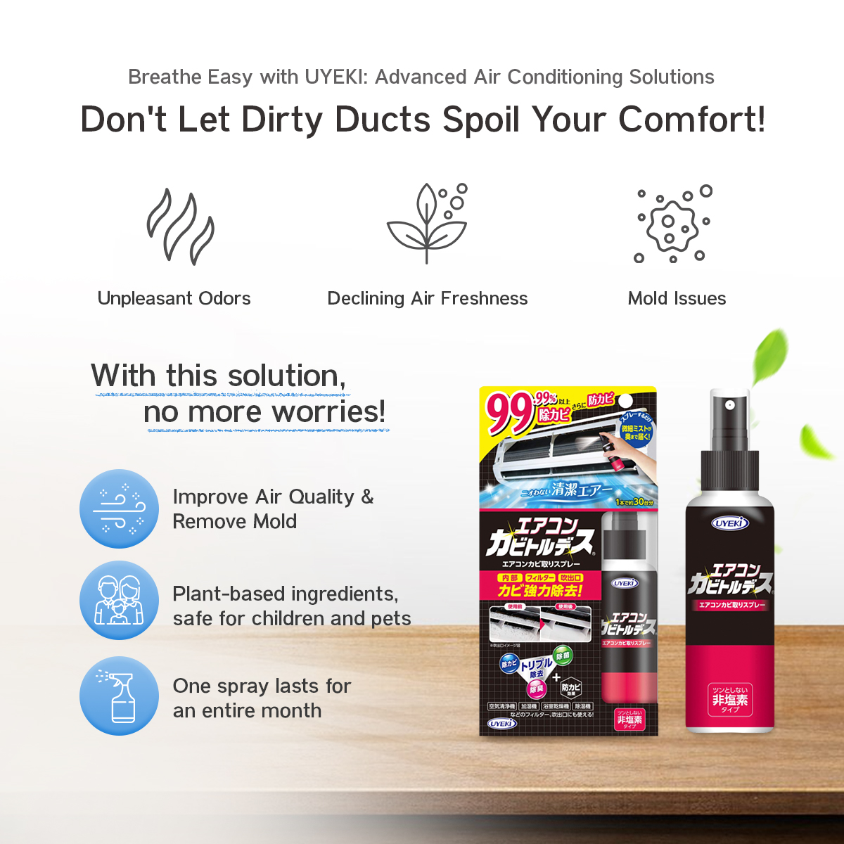 UYEKI Air Conditioner Kabitoru Desu Mold Remover & Anti-Mold Spray ...