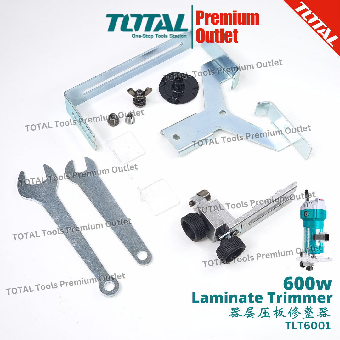 TOTAL Tools Corded 600W Laminate trimmer 6mm/1/4" with extra 1 set ...