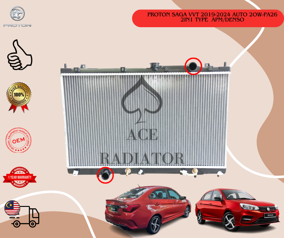 PROTON SAGA VVT 2019-2024 OEM RADIATOR ASSY AUTO 2OW-PA26 PREMIUM ...