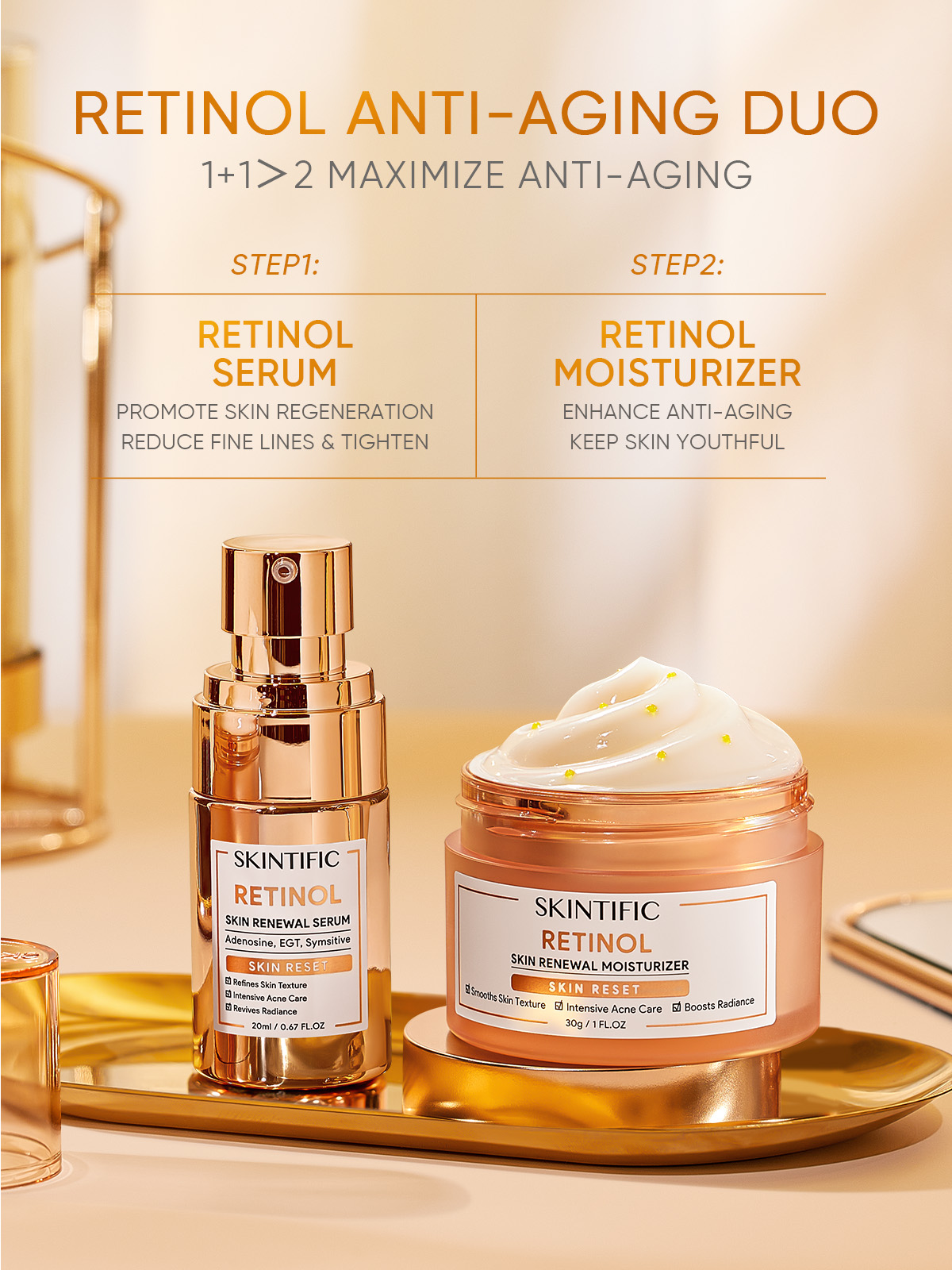 SKINTIFIC Anti-Aging Retinol Set Night Facial care Regeneration Fine ...
