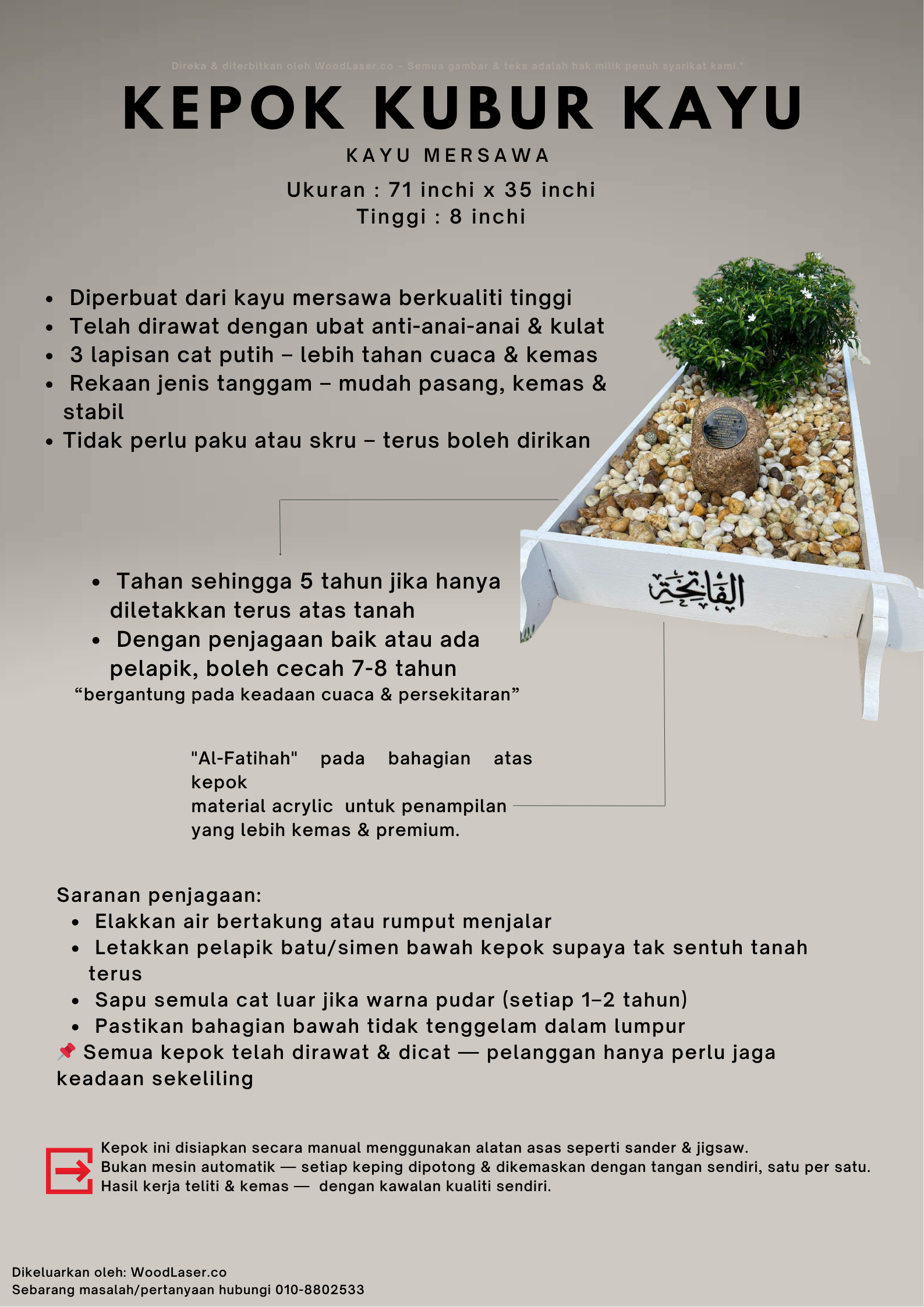 Kepok/Kepuk Kubur Dewasa/Binaan Pusara Jenis Pasang Siap/Belindan ...